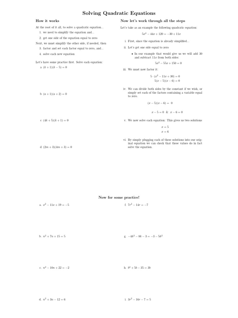 How to Solve Quadratic Equations | PDF | Equations | Mathematics