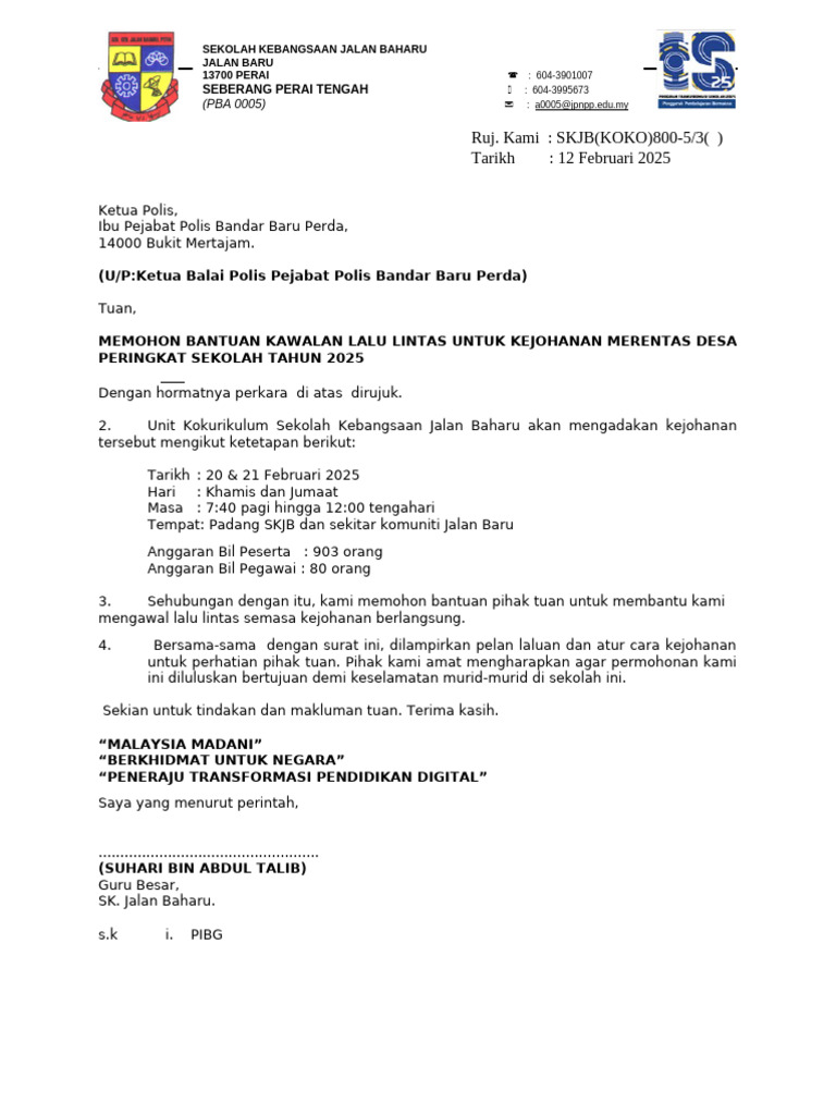 Surat POLIS Merentas Desa 2025 | PDF
