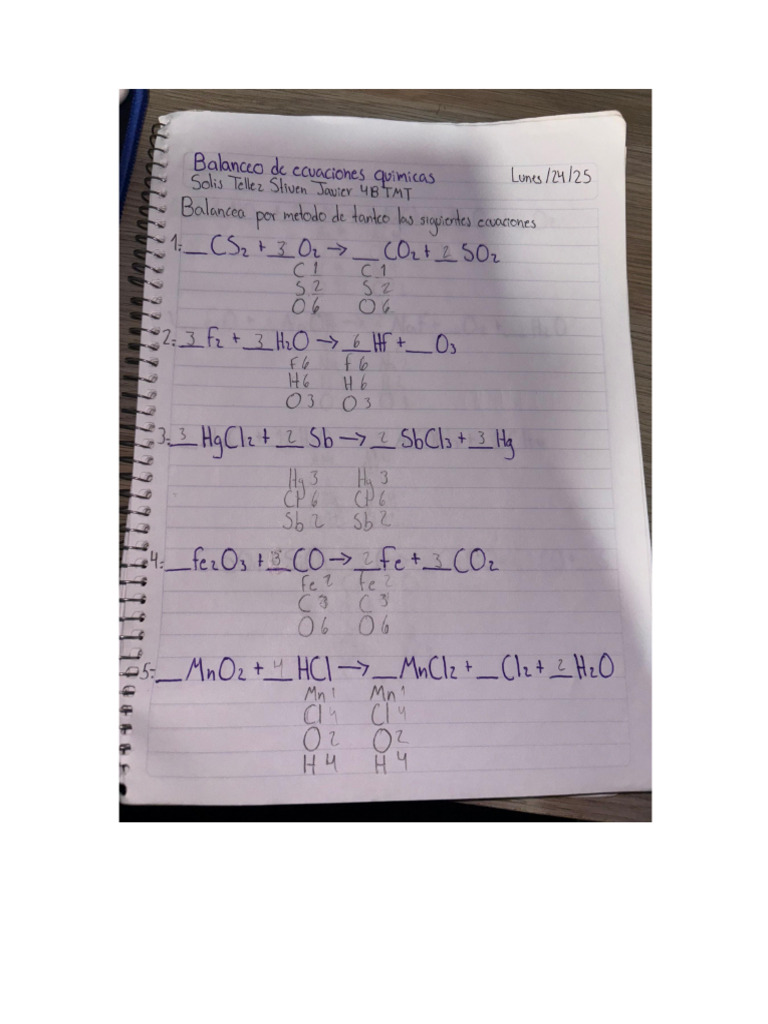 Balanceo de Ecuaciones Quimicas. | PDF | Redox | Estequiometría