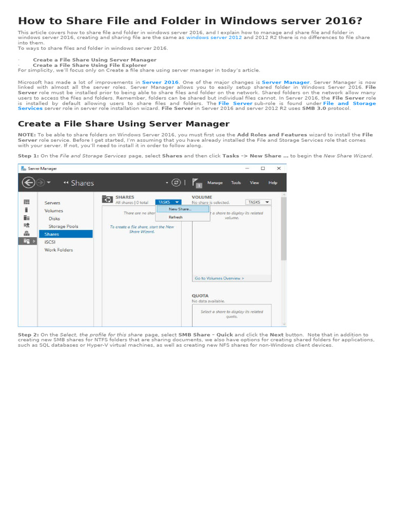 LAB10 - A3 How To Share File and Folder in Windows Server 2016 | PDF | Computer File | Directory ...