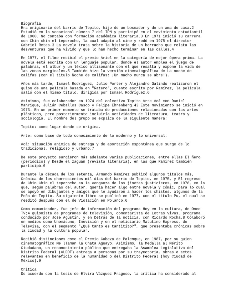 Biografía de Armando Ramírez | PDF