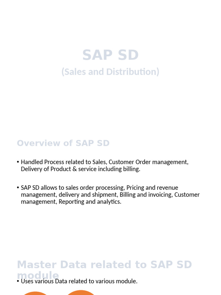 SAP SD Overview: Sales & Master Data | PDF | Sales | Pricing