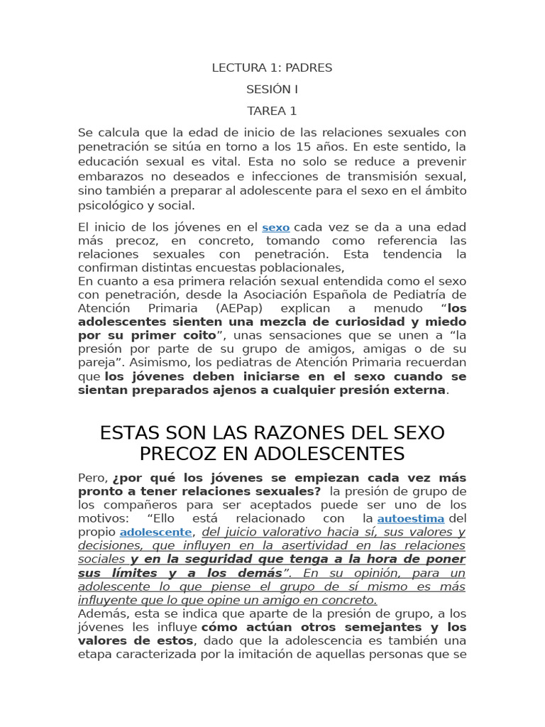 LECTURA 1 PADRES -LECTURA 2 HIJOS | PDF | Autoestima | Adolescencia