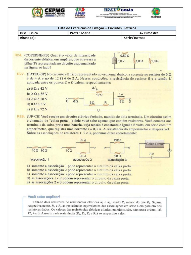 3 - Lista de Exercícios Circuitos Elétricos | PDF