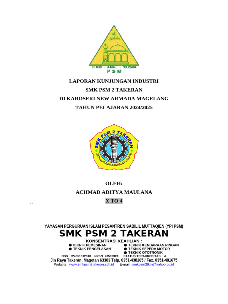 Contoh Laporan Kunjungan Industri To 4 - 2024-2025 | PDF