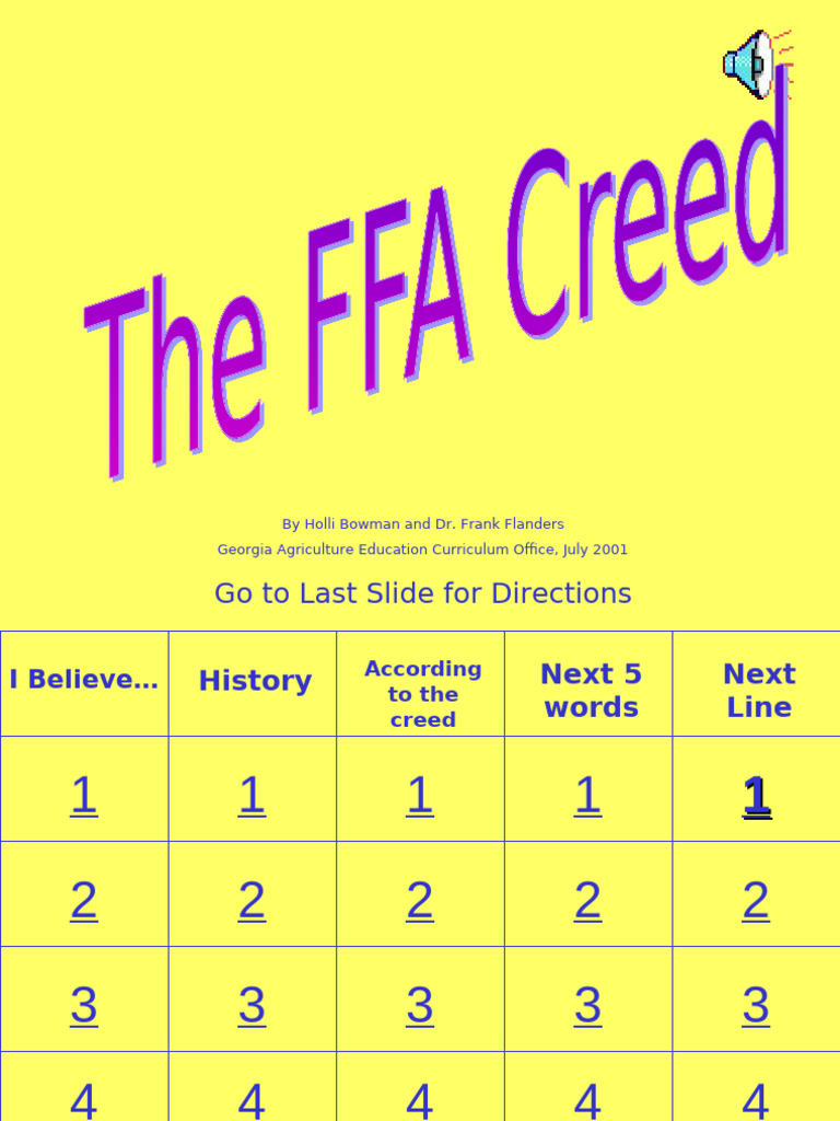 FFA Creed Study Game Instructions | PDF