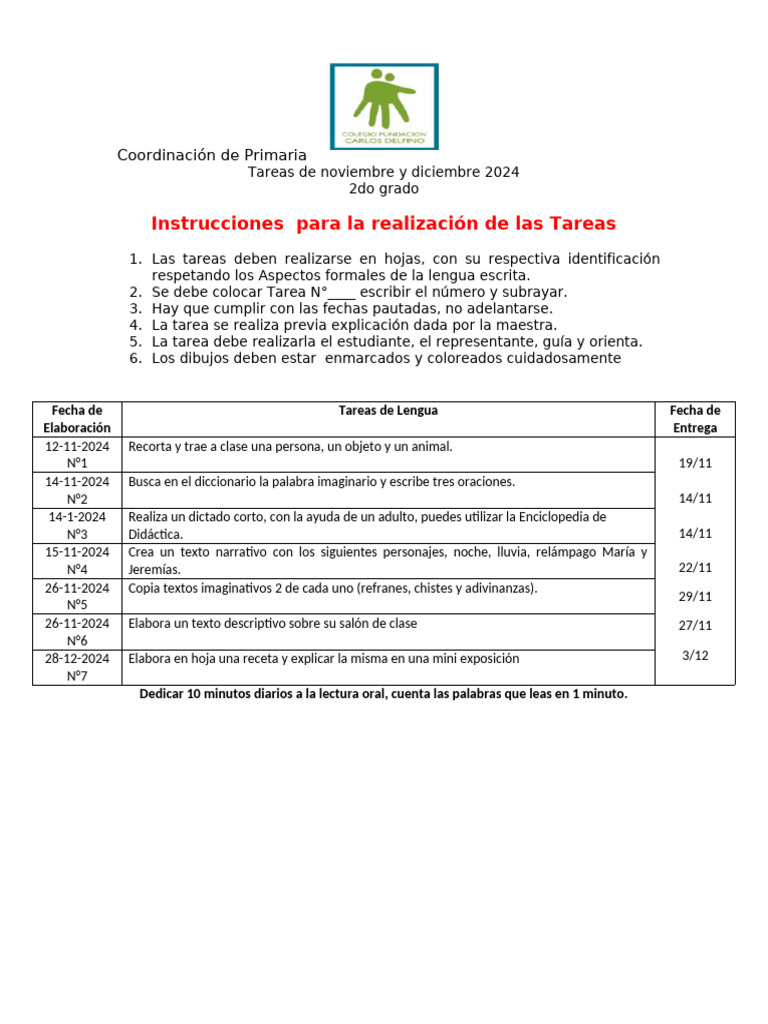 Tareas Josefa 3er y 2do. | PDF