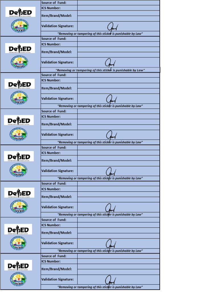 Sticker For Inventory ICS | PDF