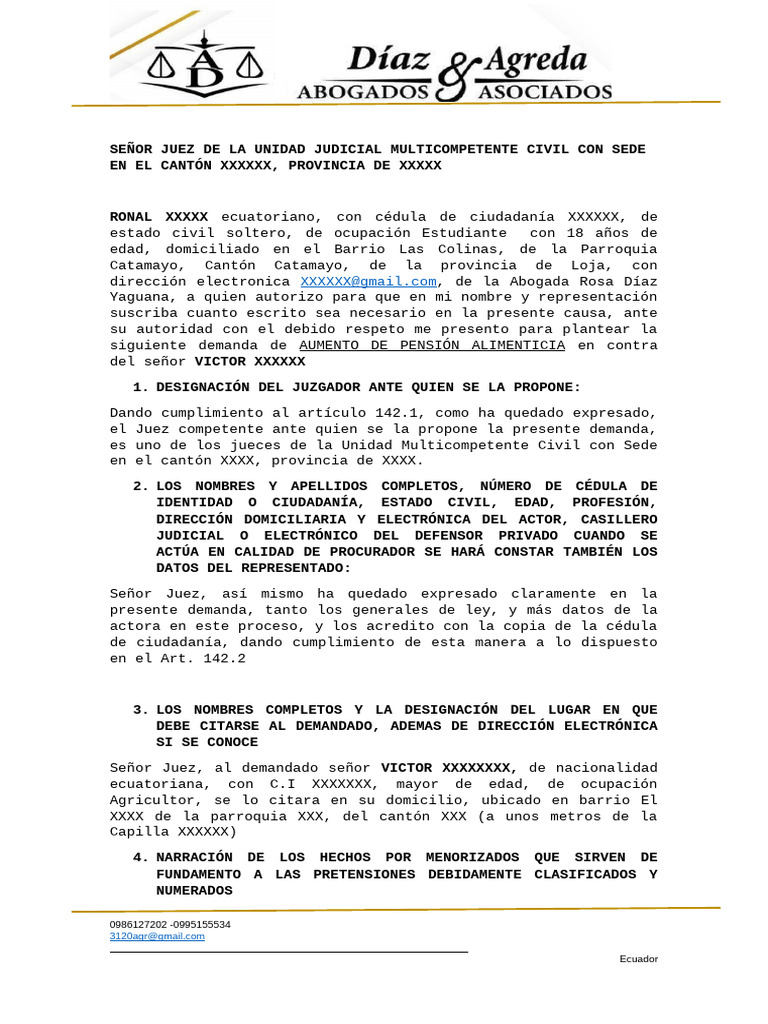 Incidente Aumento | PDF | Pensión alimenticia | Justicia