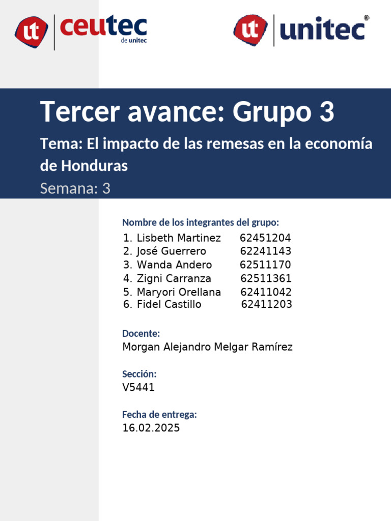 TERCER+AVANCE_IMPACTO+DE+LAS+REMESAS+EN+HONDURAS_GRUPO_3_ | PDF | Costo de la vida | Migración ...