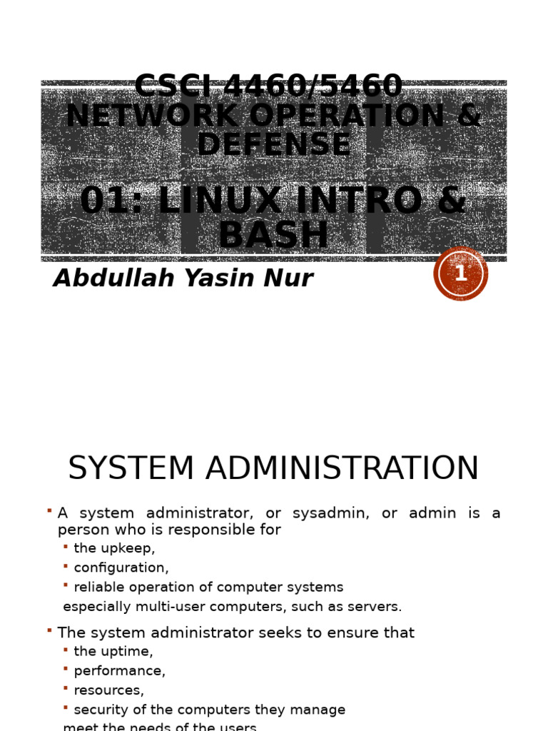 01 Intro to Linux and bash (1) | PDF | Linux | System Administrator