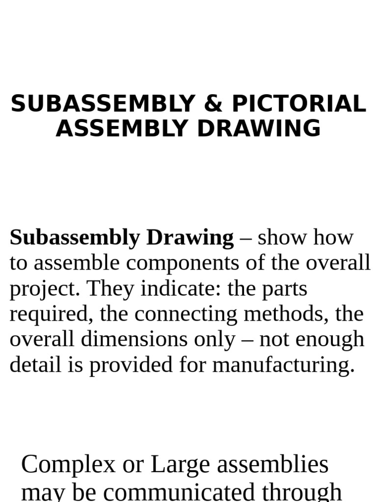 SUBASSEMBLY AND PICTORIAL ASSEMBLY DRAWING | PDF