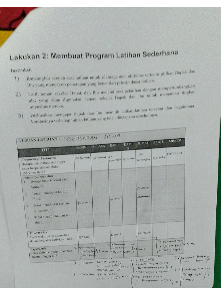 LK .membuat program latihan sederhana | PDF