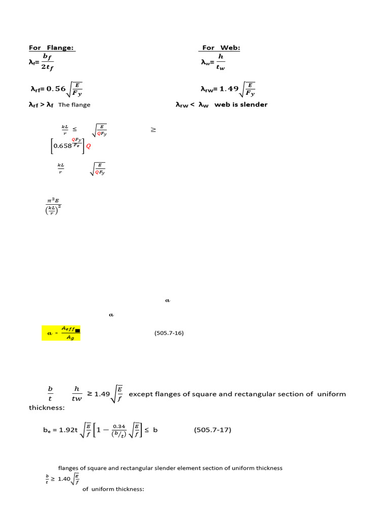 Compression Member With Slender Elements | PDF | Bending | Buckling