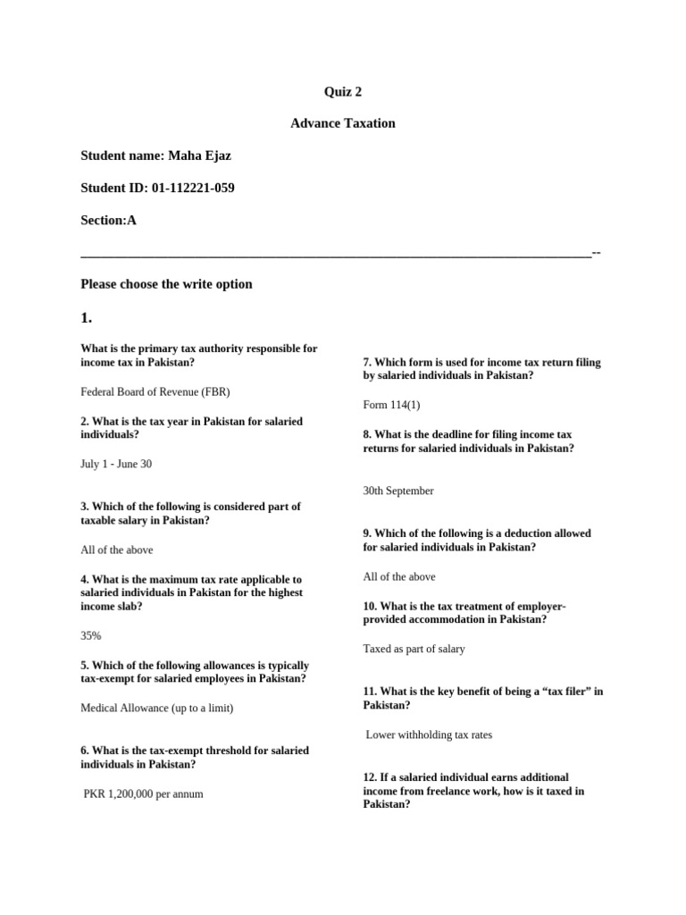 Quiz 2 Taxation 10032025 105923am | PDF | Taxes | Economies