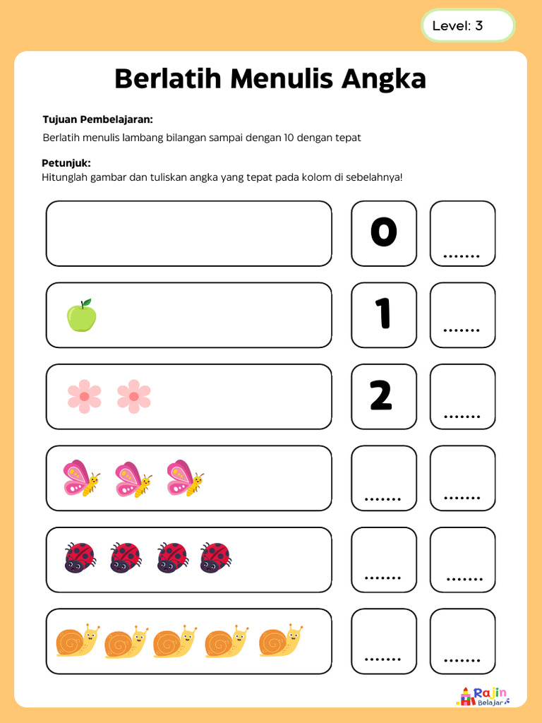 Latihan Menulis Angka 1-10 | PDF