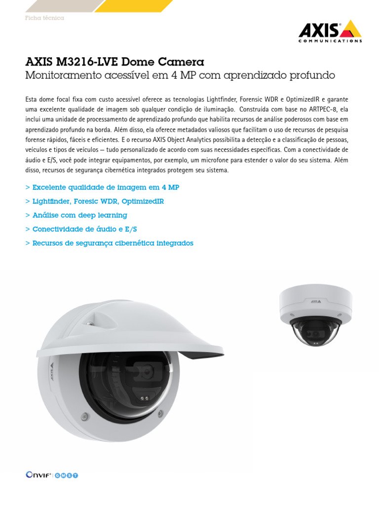 Datasheet Axis m3216 Lve Dome Camera Pt BR 454402 | PDF | Segurança de ...