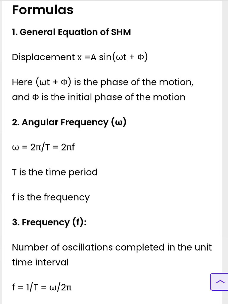 Harmonic Motion Formula | PDF