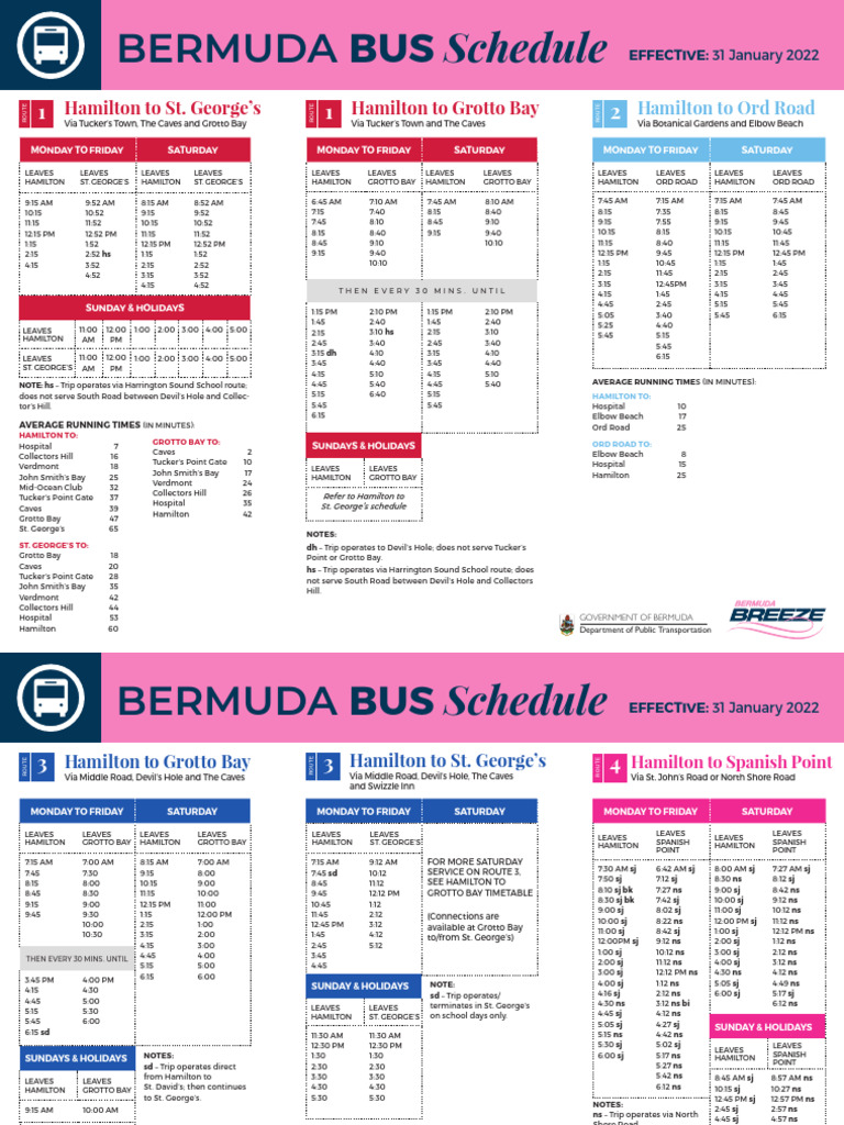 Bermuda Bus Schedule Overview | PDF | Transport | Public Transport