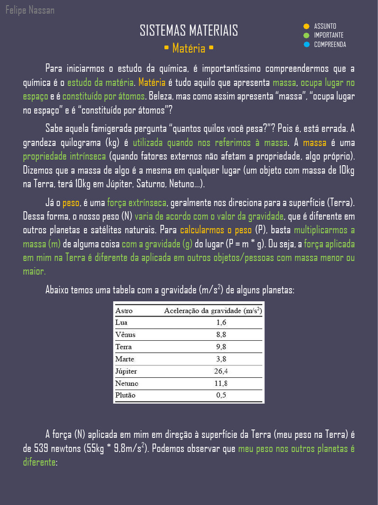 Entenda Massa, Peso e Volume na Química | PDF | Massa | Quilograma