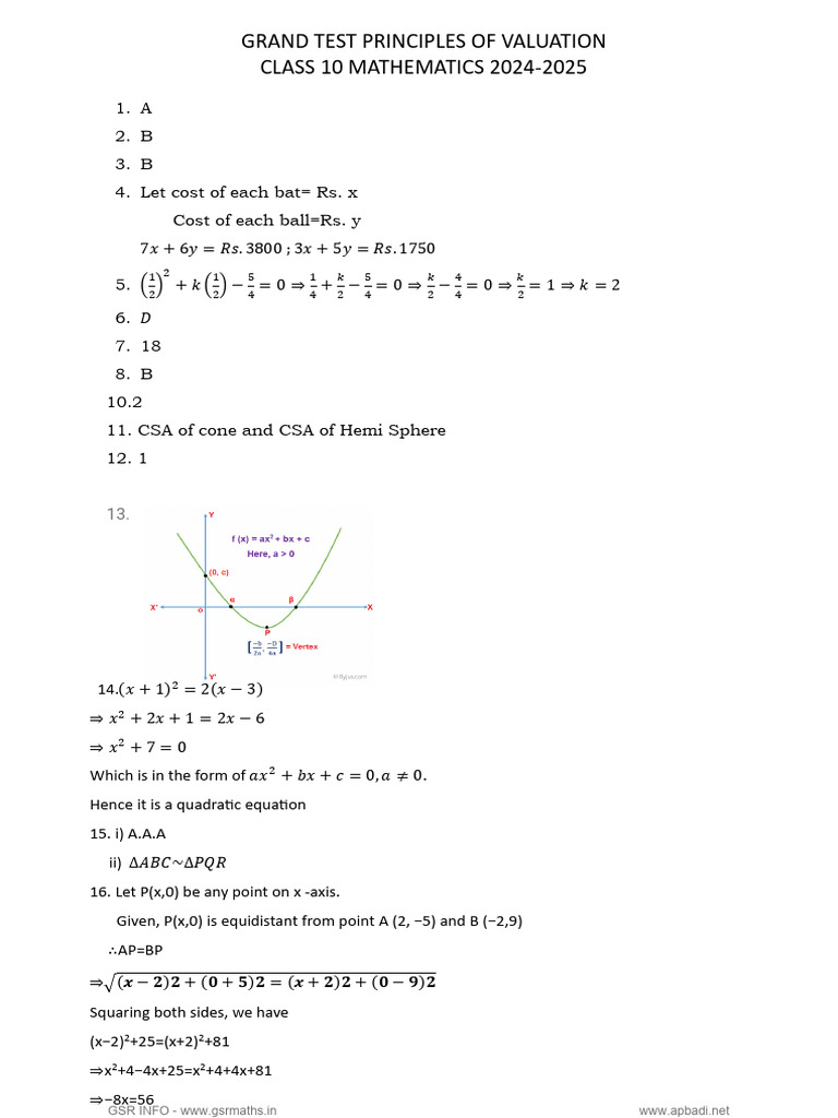Ctr 10th Maths Grand Test Key Paper | PDF | Circle | Rational Number