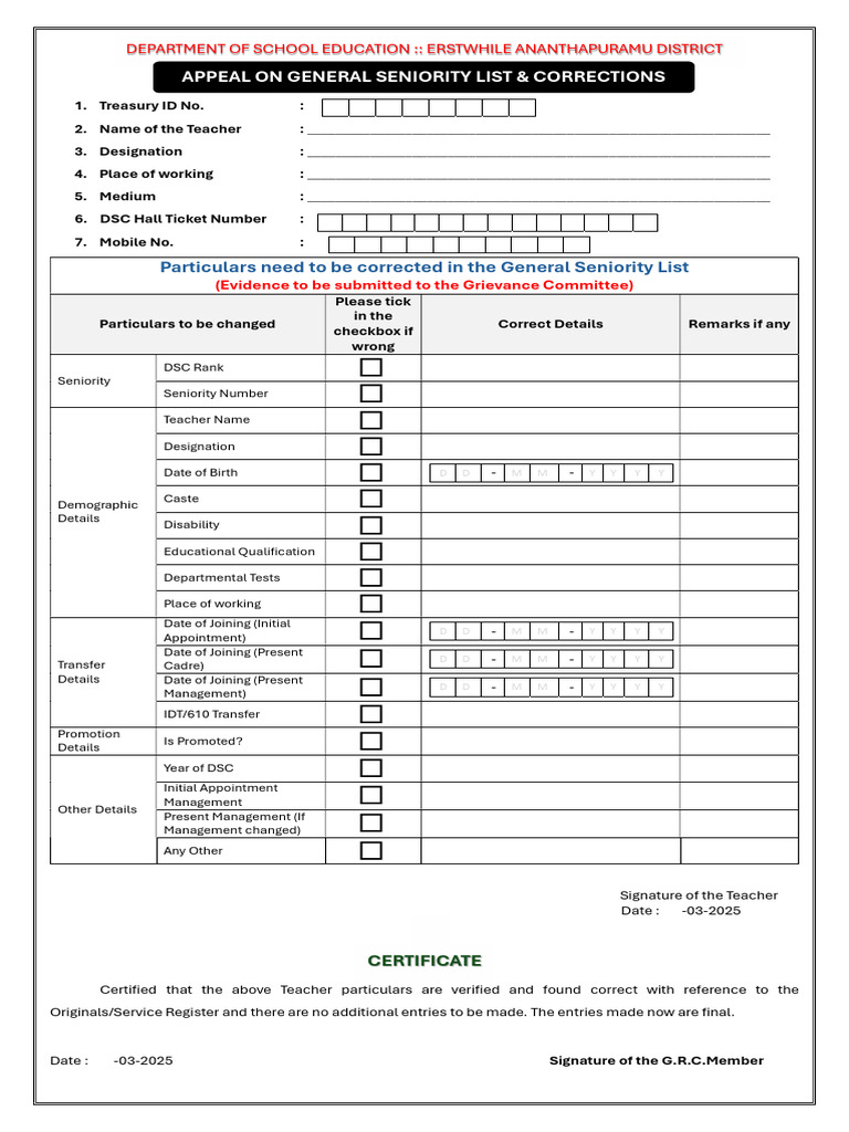 BKK Revised Grievence Form | PDF