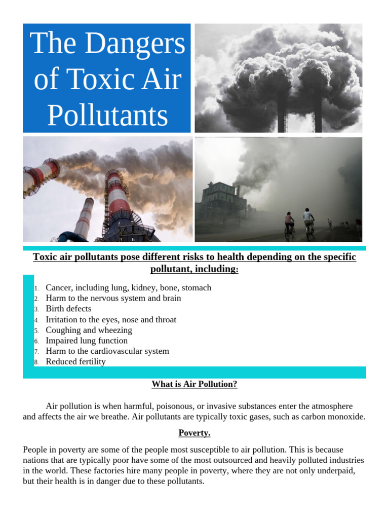 The Dangers of Toxic Air Pollutants | PDF