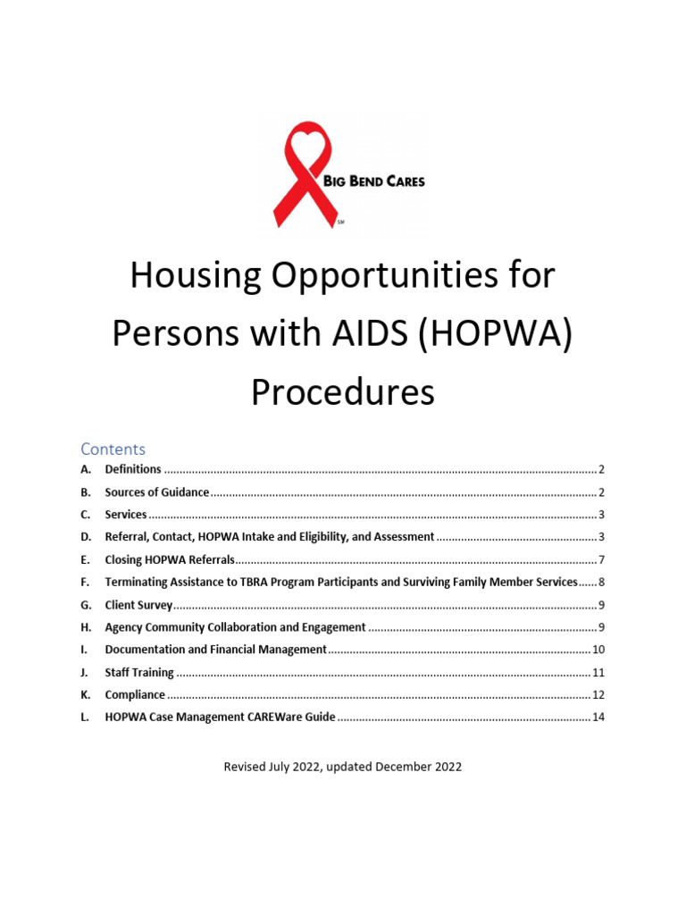 HOPWA Policies and Procedures December 2022 | PDF | Expense | Income