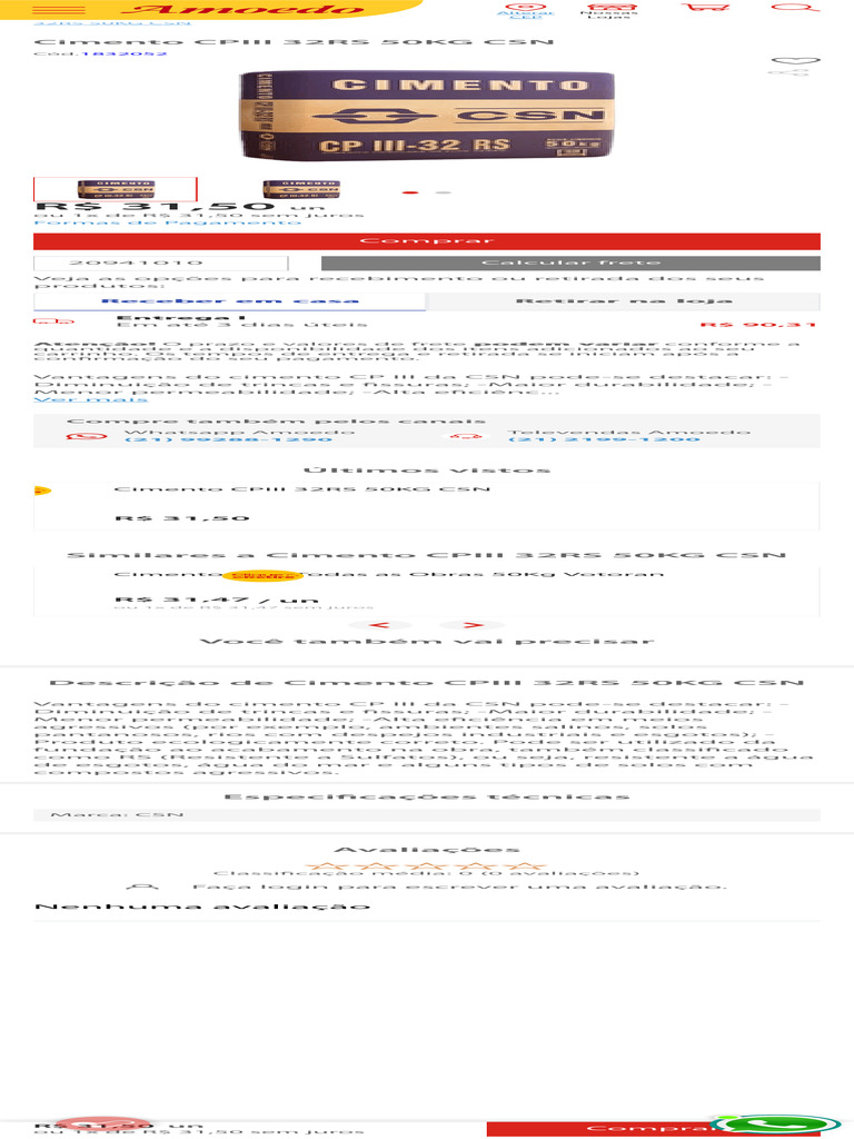 Cimento Cpiii 32rs 50kg CSN | PDF | Cimento