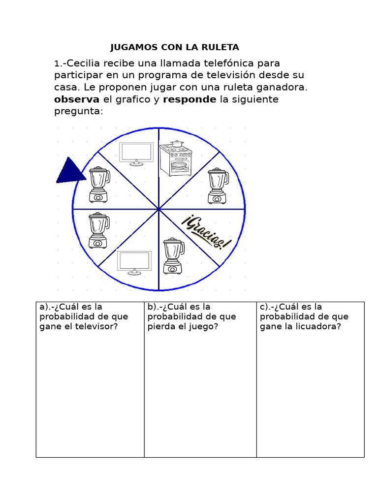 JUGAMOS CON LA RULETA | PDF