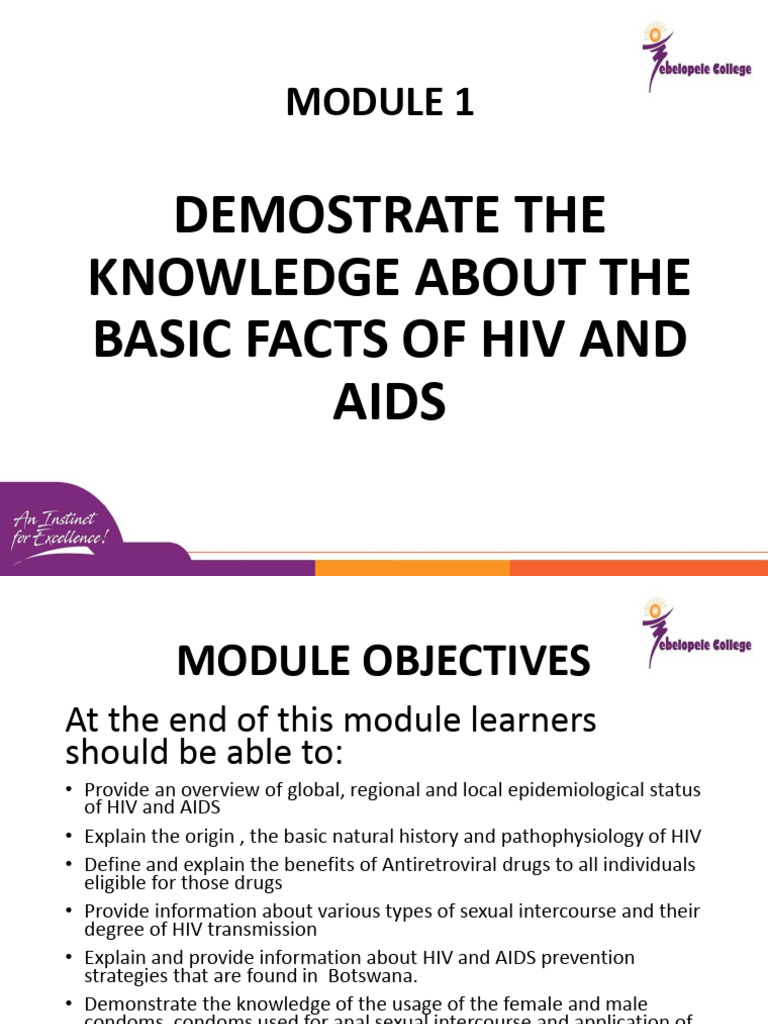 Module 1 - Demostrate The Knowledge About The Basic Facts of Hiv and ...