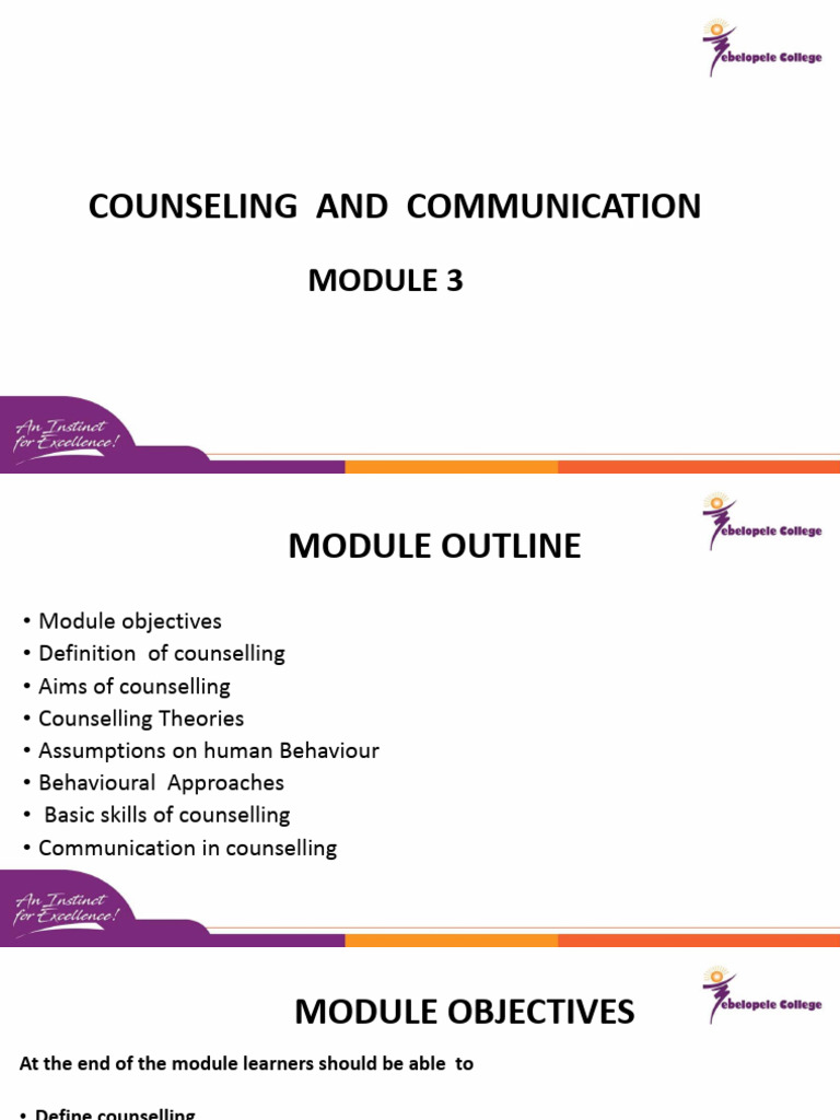 MODULE 3 Counselling and Communication | PDF | Communication | Classical Conditioning