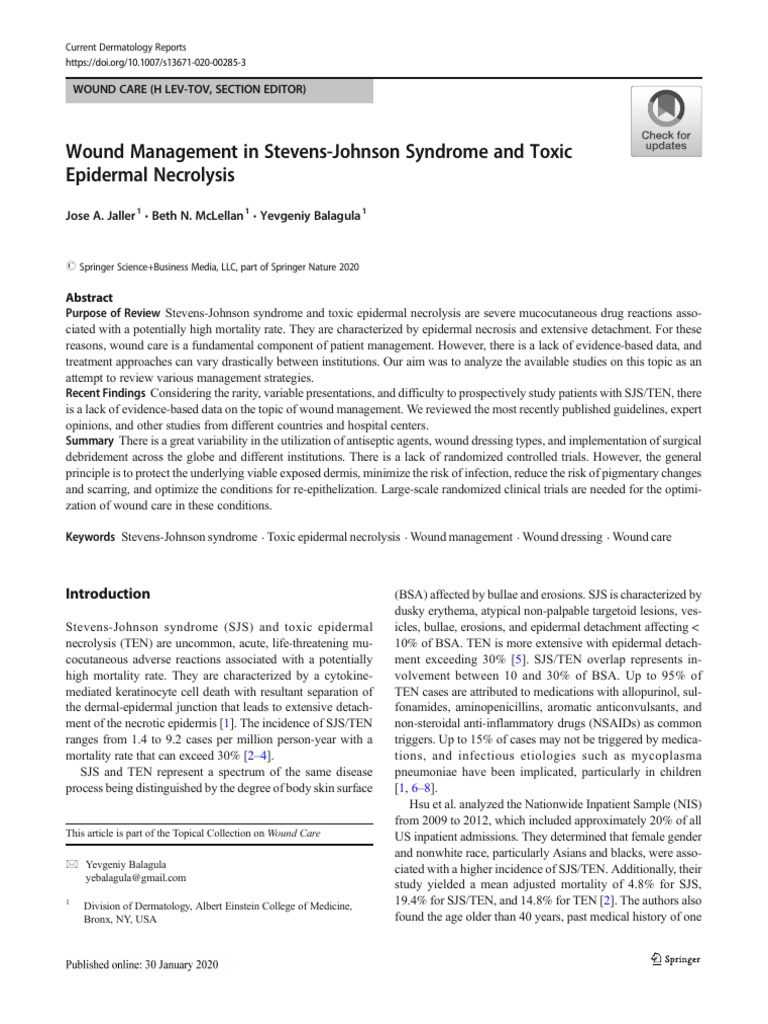 Wound Care for SJS and TEN Management | PDF | Wound | Medical Specialties
