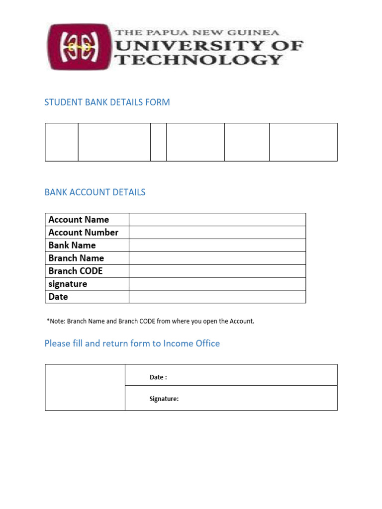 Studentbankdetailsform 1 | PDF
