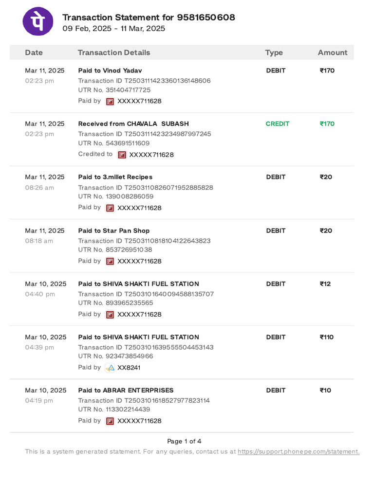 PhonePe Statement Feb2025 Mar2025 | PDF