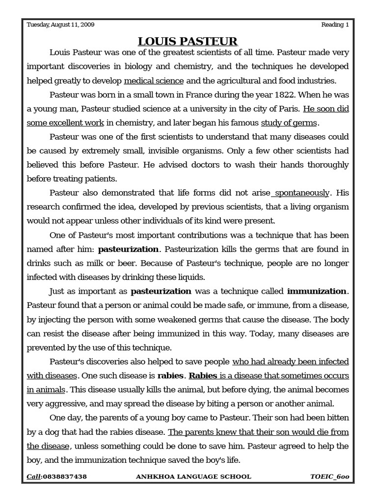 Louis Pasteur: Pioneer of Medicine | PDF | Provinces And Territories Of ...