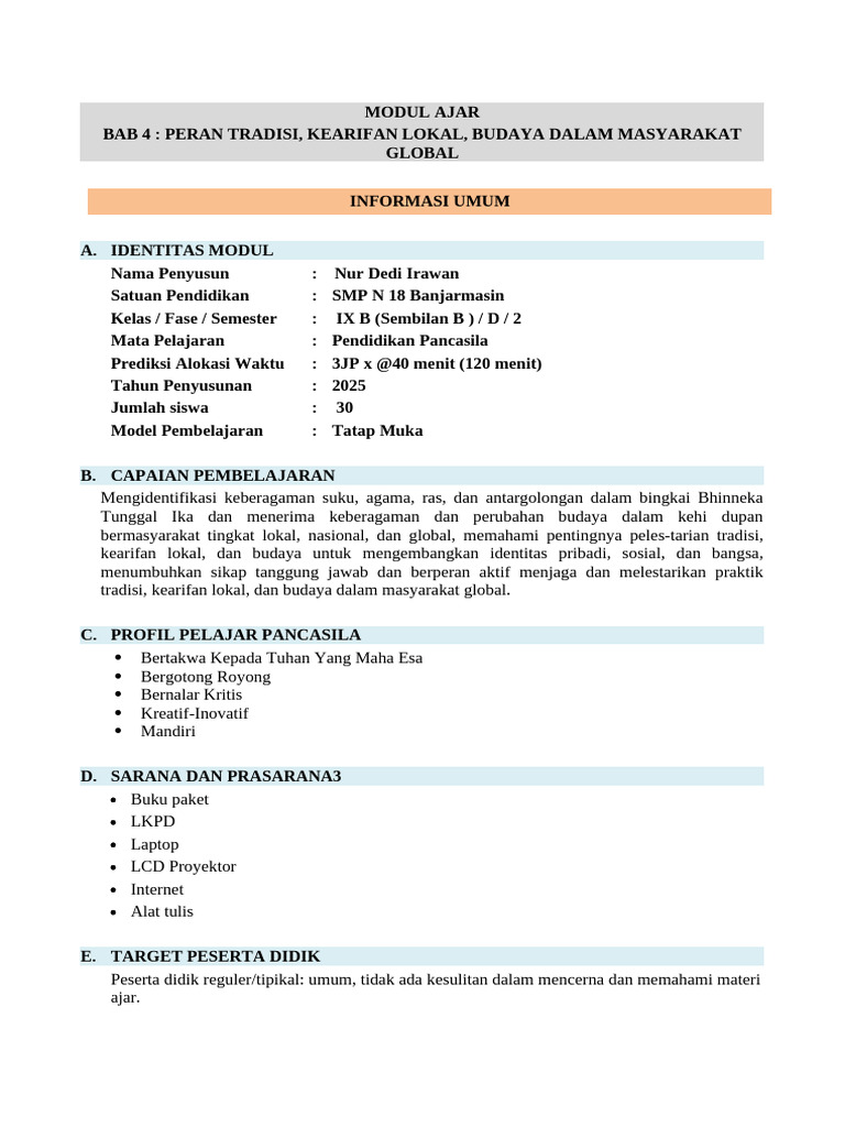 MODUL KELAS 9B Sub Bab b Salinan | PDF