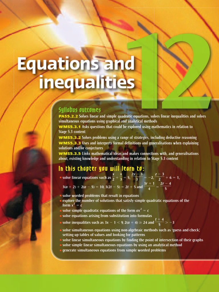 Chapter 12 - Equations and inequalities | PDF | Equations | Quadratic ...