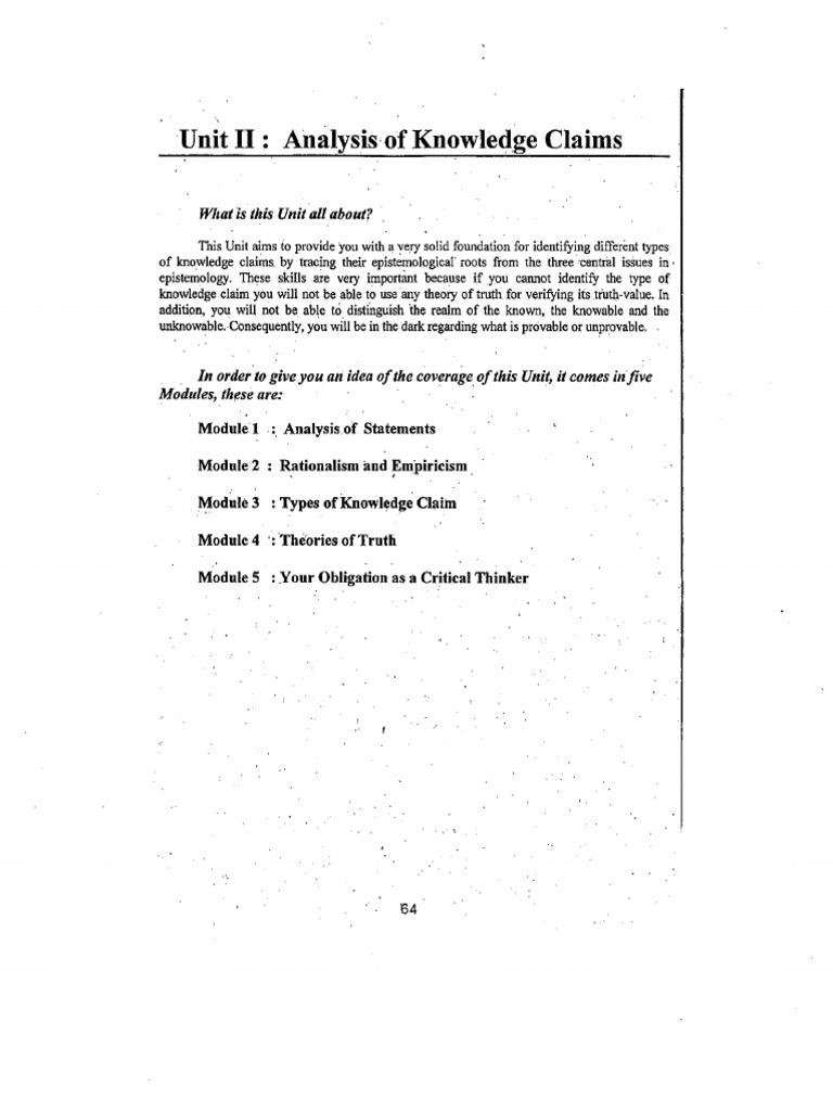 Analysis of Knowledge Claims - Acuna | PDF