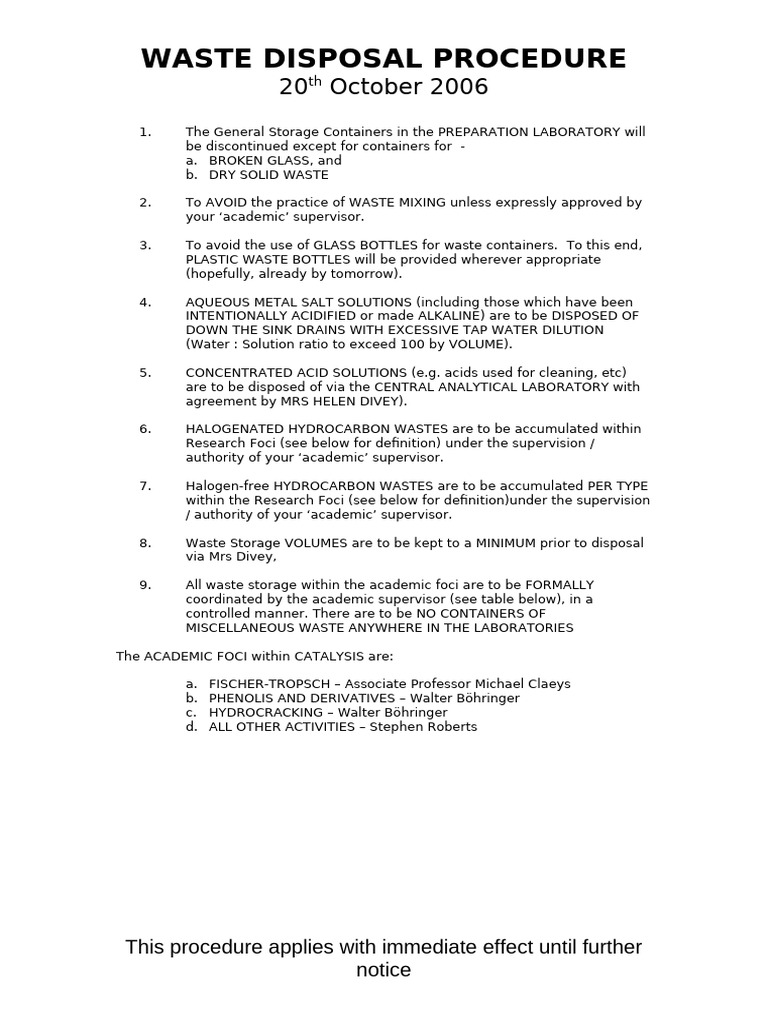 Waste Storage Procedure | PDF