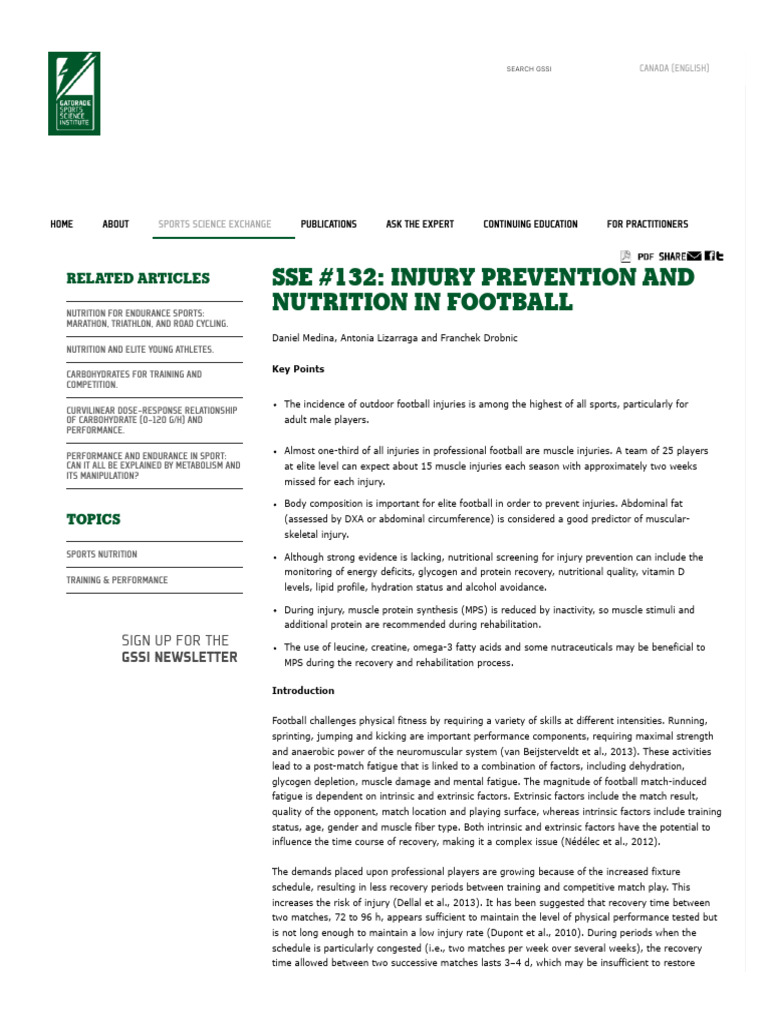 SSE #132 - Injury Prevention and Nutrition in Football | PDF | Skeletal ...
