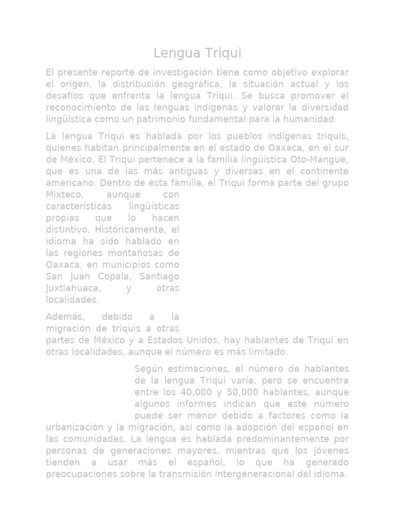 Lengua Triqui | PDF | Lengua española | Comunicación humana