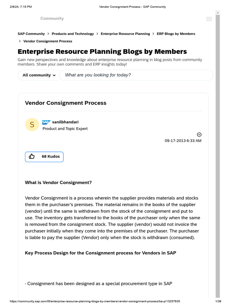 Sap Vendor Consignment Process Guide Pdf Enterprise Resource