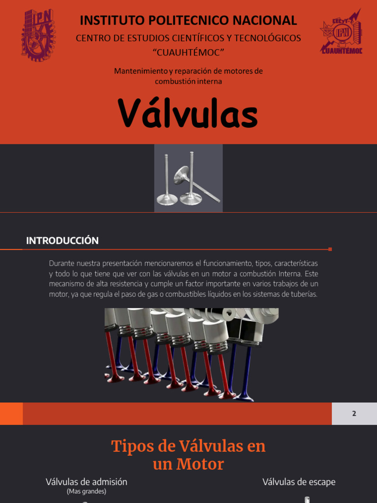 Tipos y Funcionamiento de Válvulas en Motores | PDF | Tecnología del ...