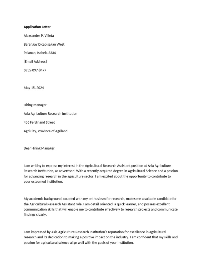 Application and Resignation Letters for Research Role | PDF
