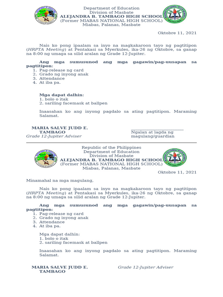 1st hrpta meeting | PDF