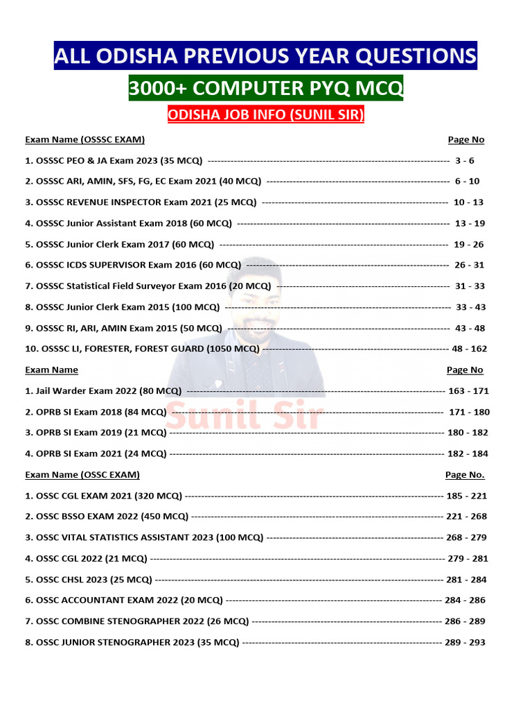 3000+ Computer All Odisha Previous Year MCQ by Sunil Sir | PDF | World ...