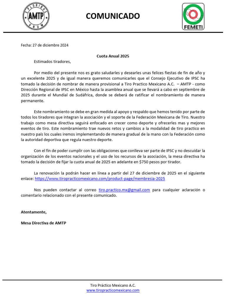 Cuota 2025 - AMTP | PDF