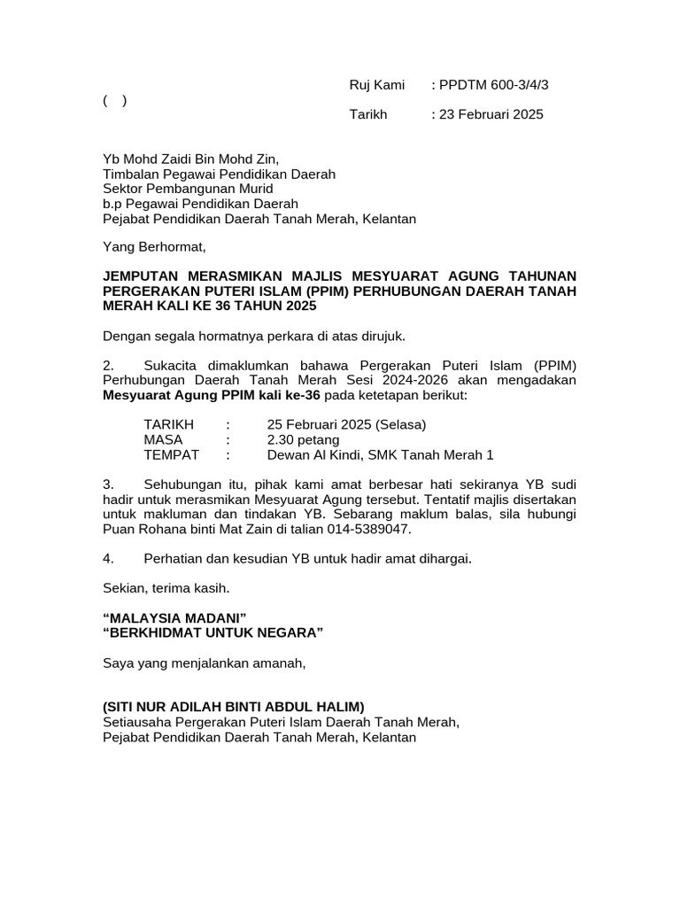 Surat Jemputan Perasmi | PDF