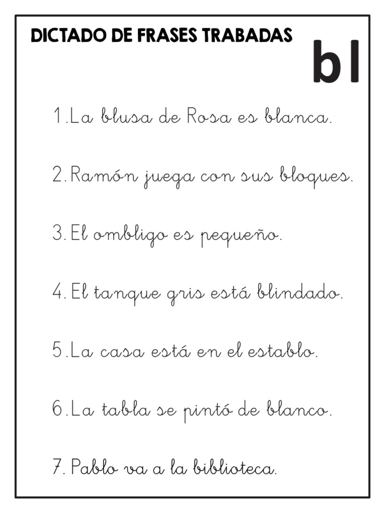 Dictado de Frases Con Todas Las Trabadas | PDF | Fruta